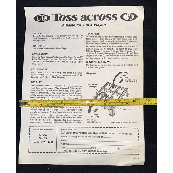 Ideal Toys | Games | St Edition Vtg 1969 Ideal Toys Toss Across ...